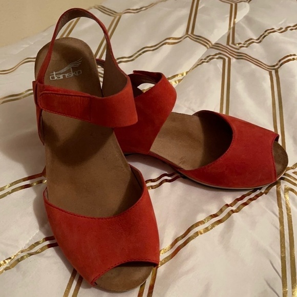 Dansko | Shoes | Dansko Red Wedge Sandals | Poshmark
